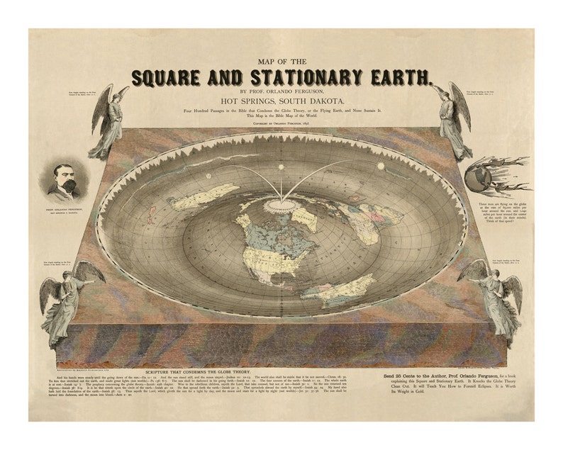 Flat Earth Map of the Square and Stationary Earth Old Maps and Prints ...