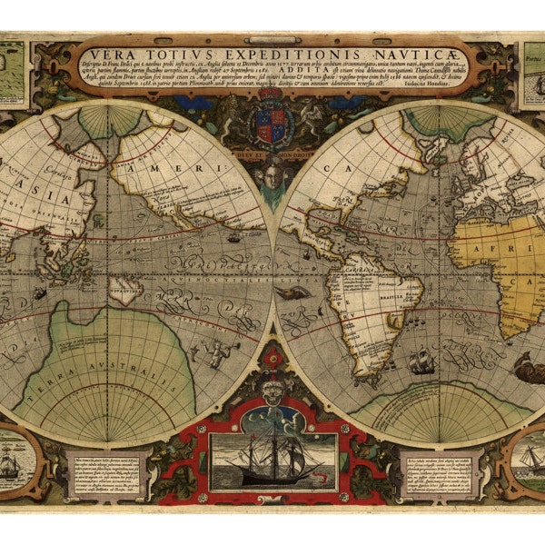 Antique Wall Map - Etsy