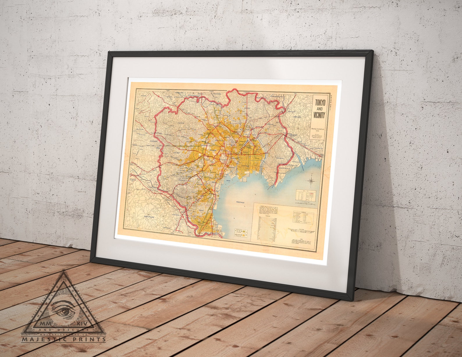 Vintage Map of Tokyo Showing Bombed Out Areas WWII Wall Art - Etsy