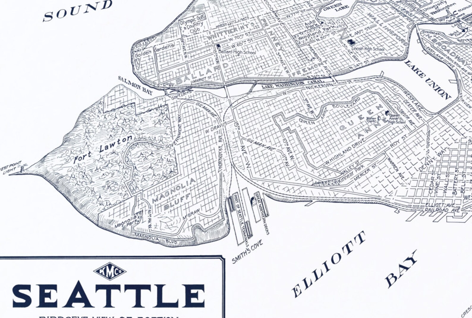 Vintage Panoramic Map of Seattle Old Maps and Prints - Etsy