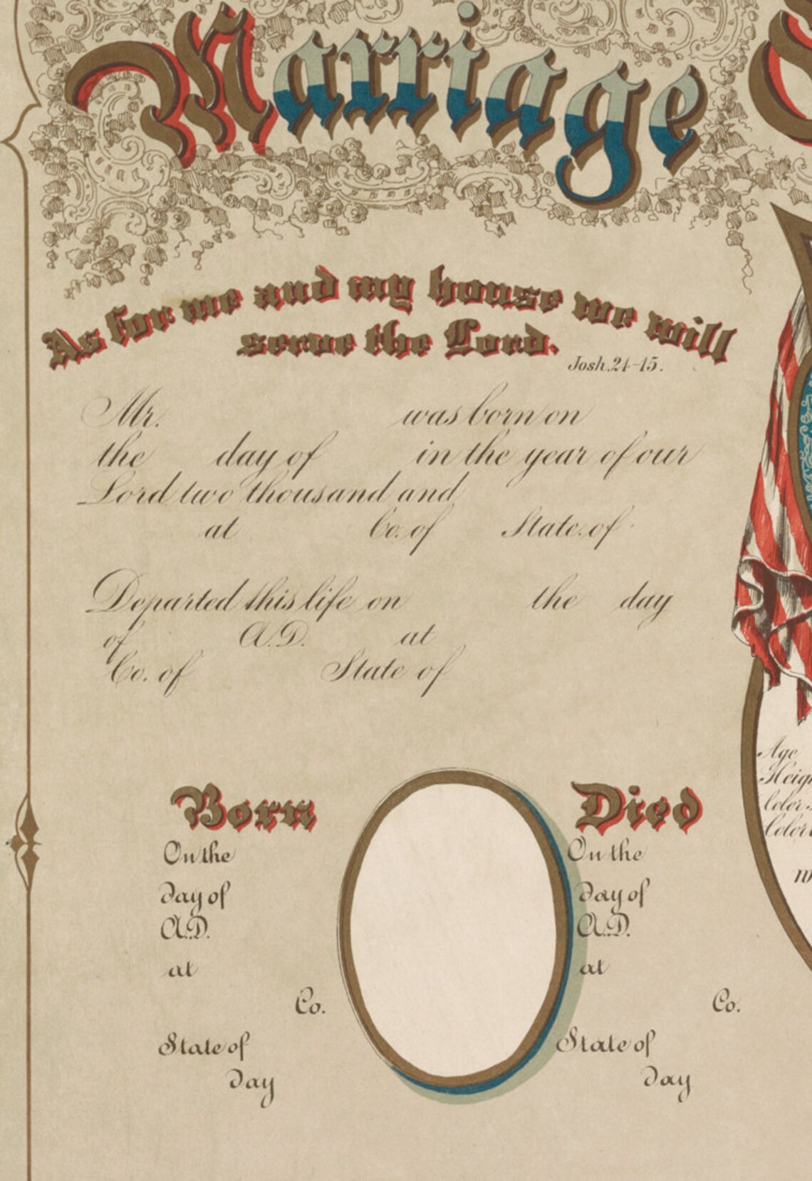 Vintage Marriage Certificate and Family Record - Family Tree ...