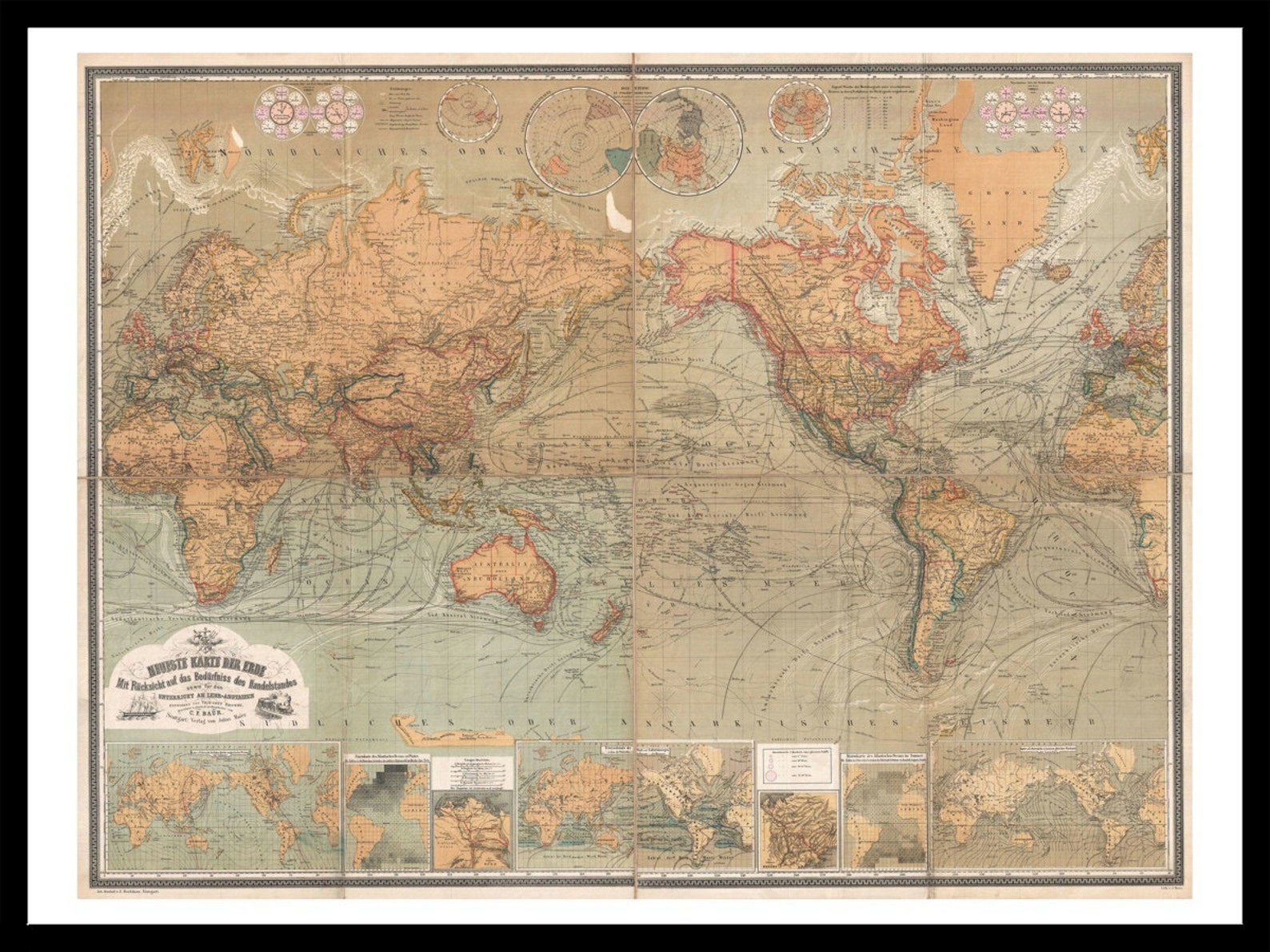Map of the World - Antique World Map - Vintage Art Print - Wall Decor ...