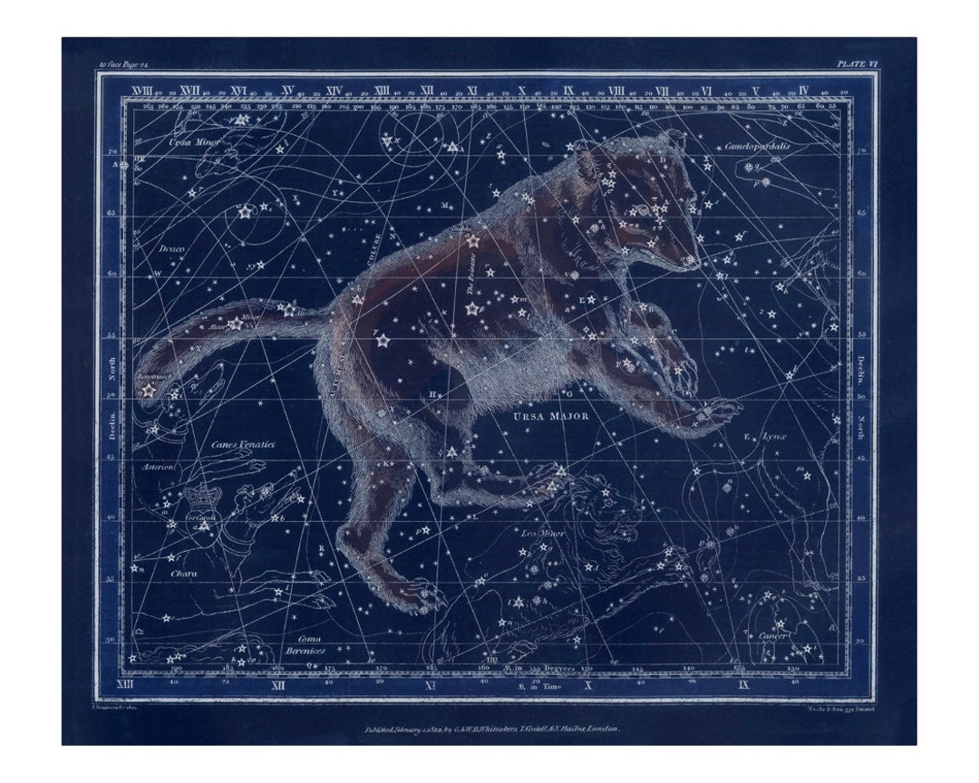 Vintage Ursa Major Constellation Celestial Map - Astronomy Gift ...