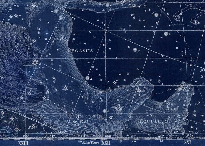 Vintage Pegasus Equuleus Constellation Celestial Map | Etsy