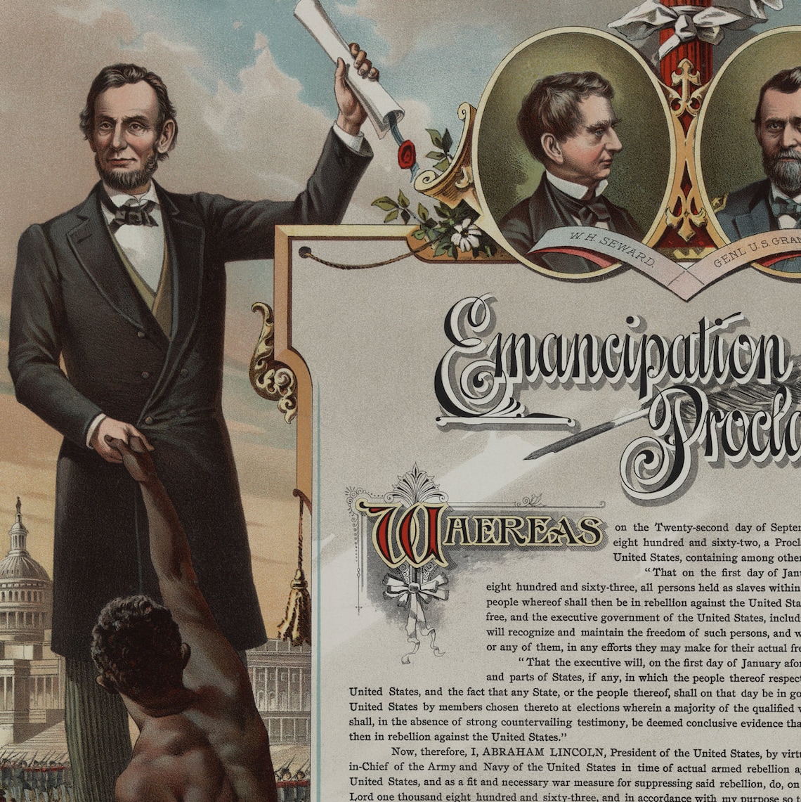 Abraham Lincoln Emancipation Proclamation Vintage Art Print - Etsy