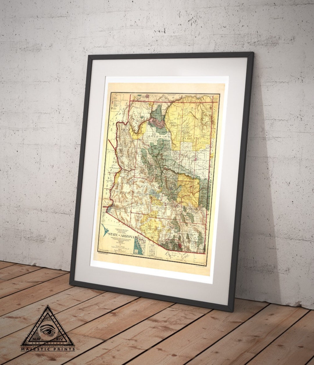 1921 Old State of Arizona Map - Old Maps and Prints - Cartography Wall ...