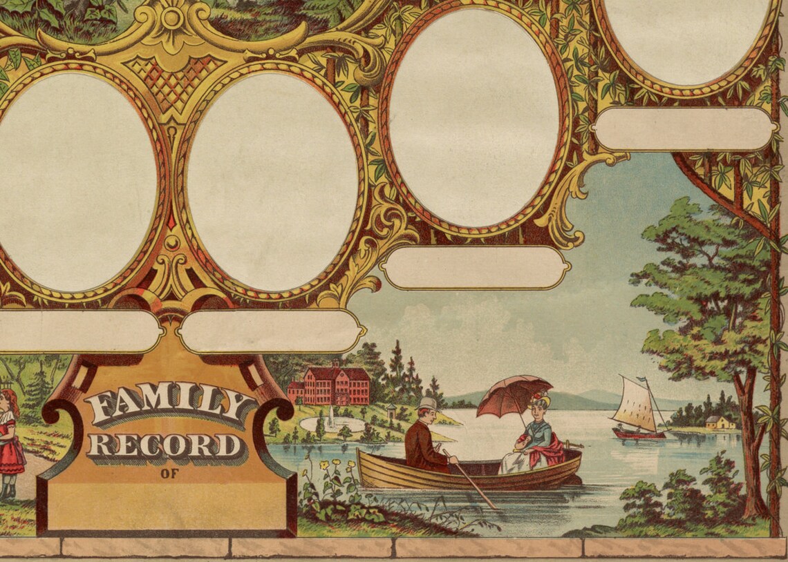 Vintage Family Record Picture Tree Family Tree Geneology | Etsy