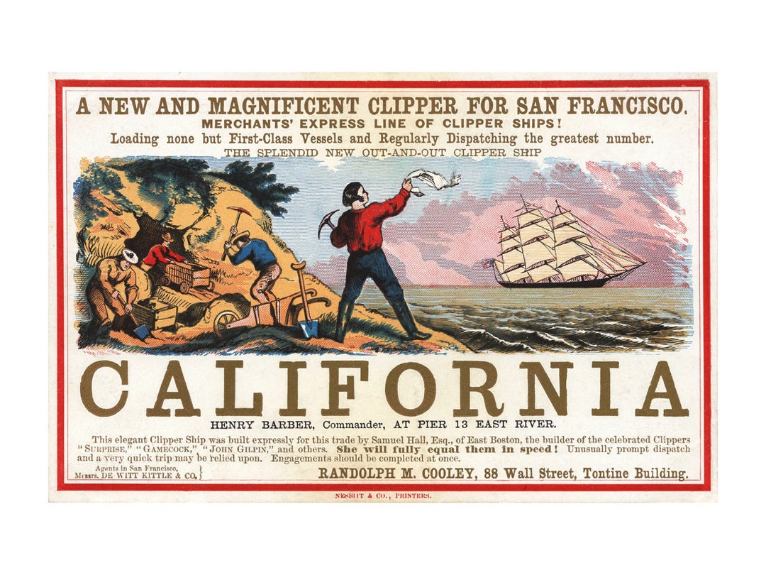 Clipper Ship California Advertisement - Vintage Ads - Gold Rush San ...