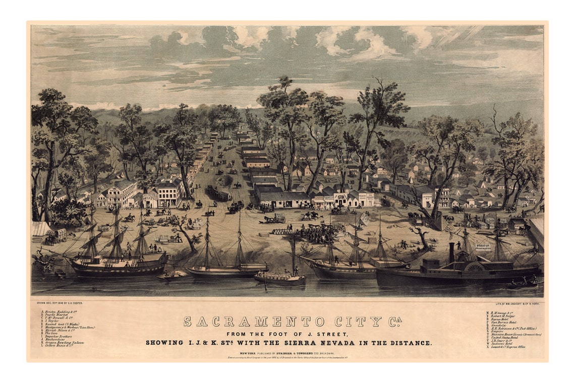 1850 Map of Sacramento California - Old Maps and Prints - Vintage Wall ...
