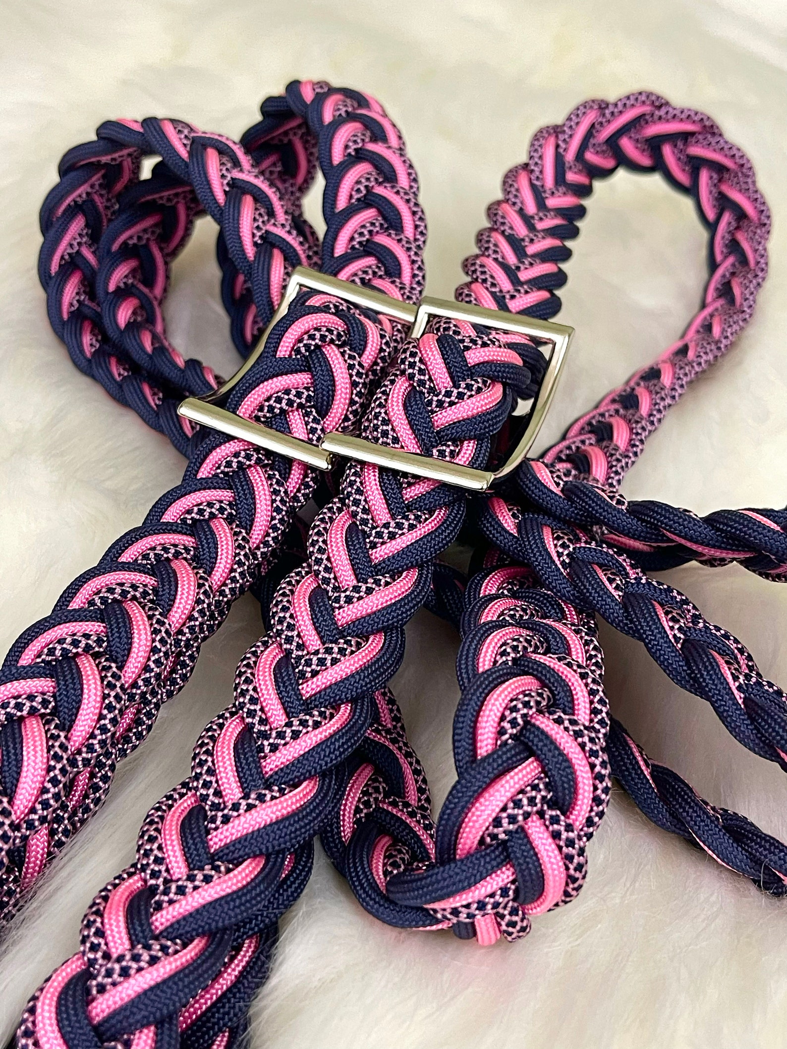 Pink Horse Reins | Paracord Braided Loop Reins | Handmade Rope Tack ...