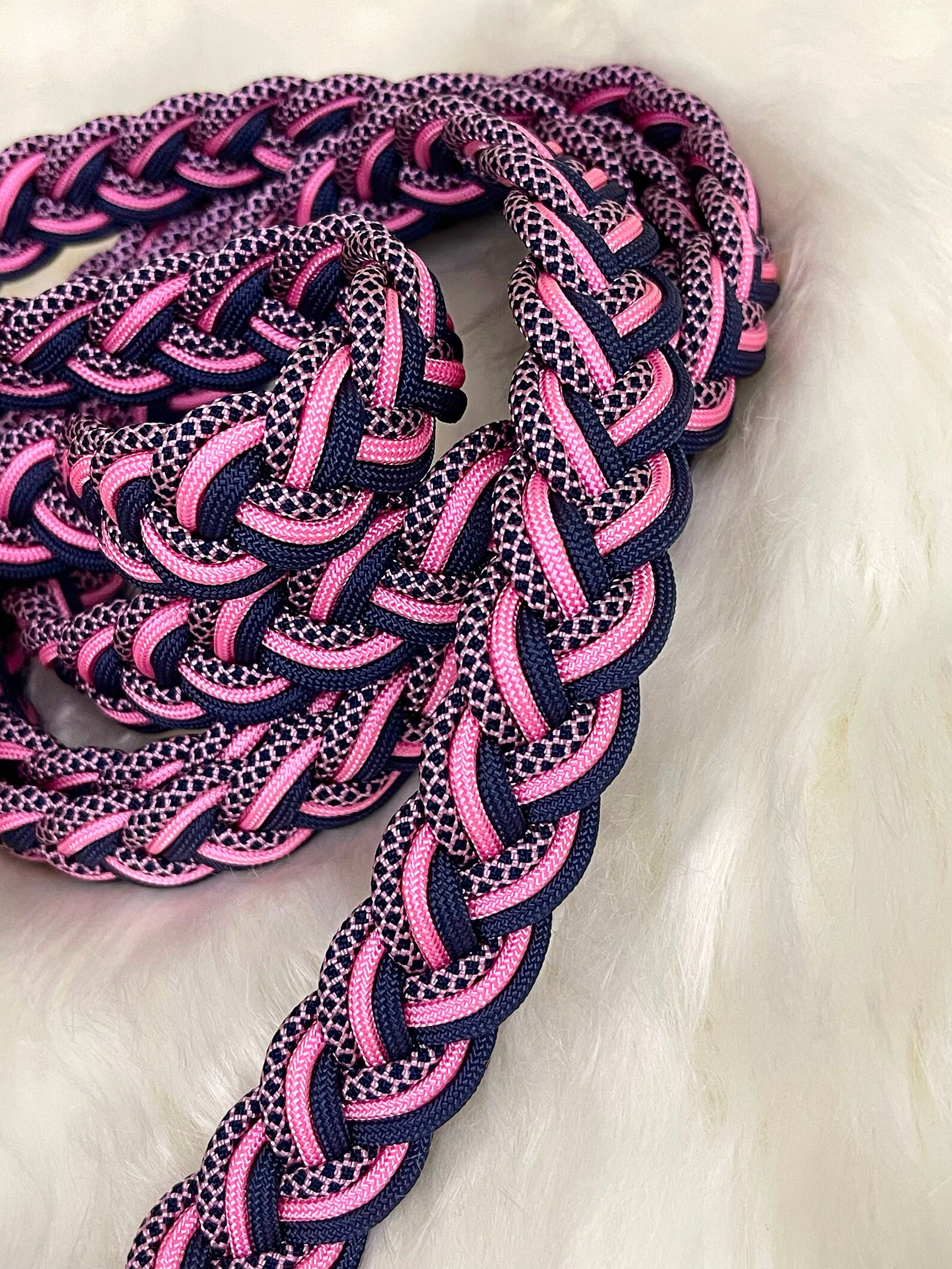 Pink Horse Reins | Paracord Braided Loop Reins | Handmade Rope Tack ...