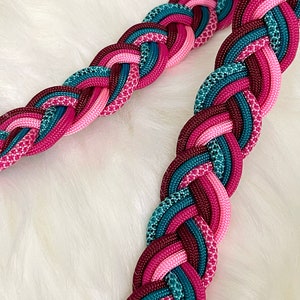 Pink and Teal Reins Handmade Braided Loop Reins Paracord Rope Horse ...
