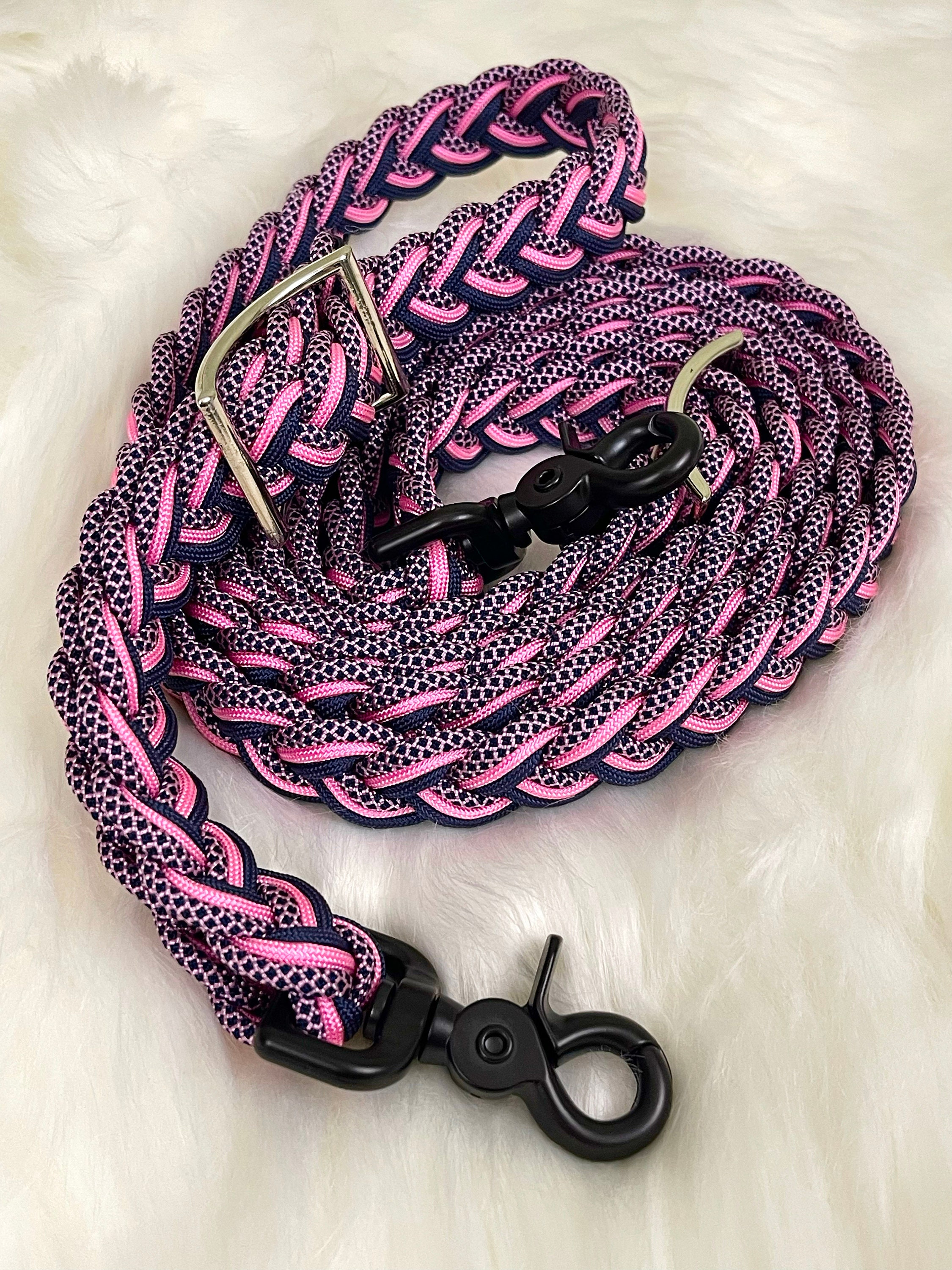 Pink Horse Reins | Paracord Braided Loop Reins | Handmade Rope Tack ...