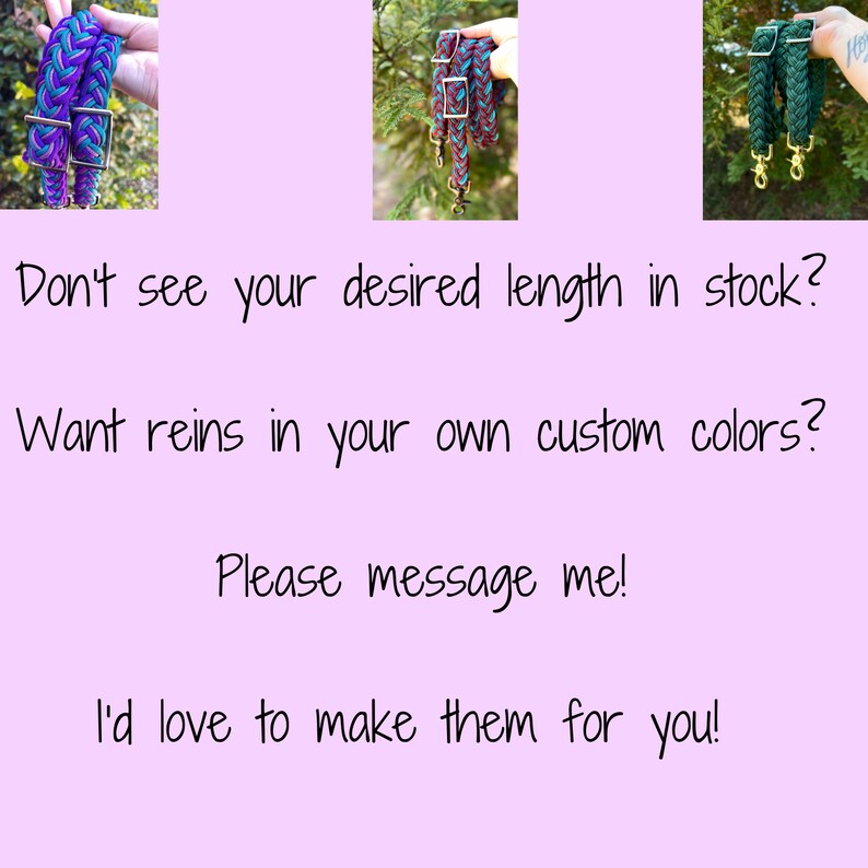 Pink Horse Reins | Paracord Braided Loop Reins | Handmade Rope Tack ...