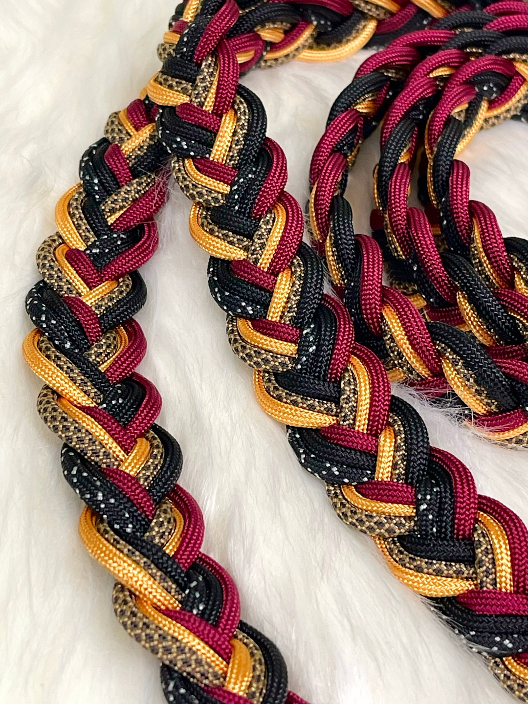 Horse Reins Handmade Rope Tack Leopard, Burgundy, Gold, Black Paracord ...