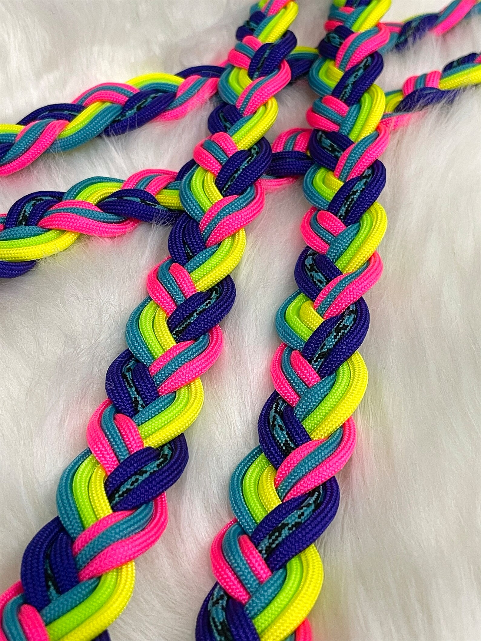 Neon Rainbow 6ft Horse Reins, Bright Braided Flat Paracord Reins, Great ...