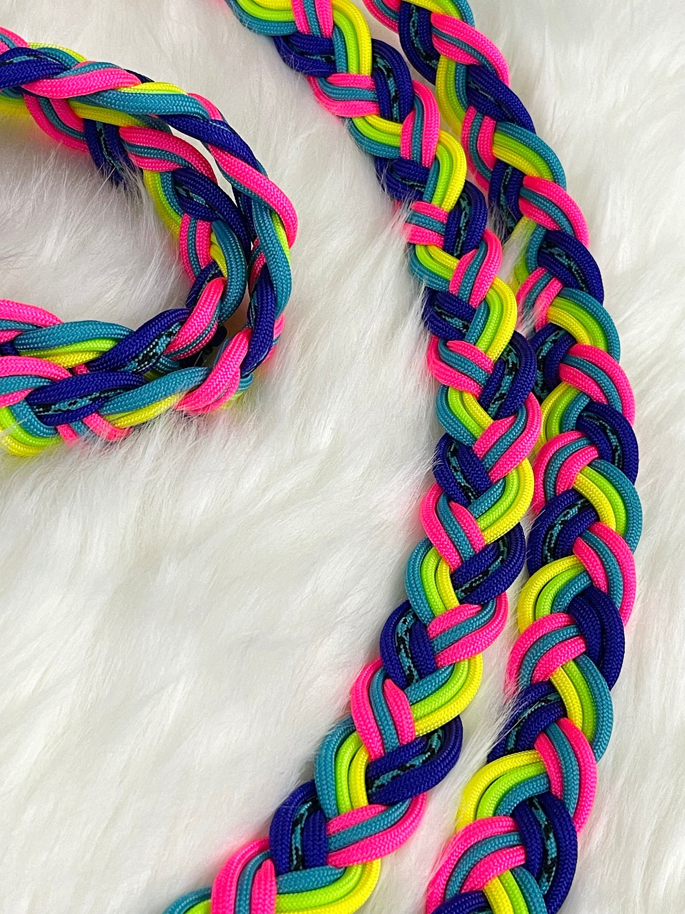 Neon Rainbow 6ft Horse Reins, Bright Braided Flat Paracord Reins, Great ...