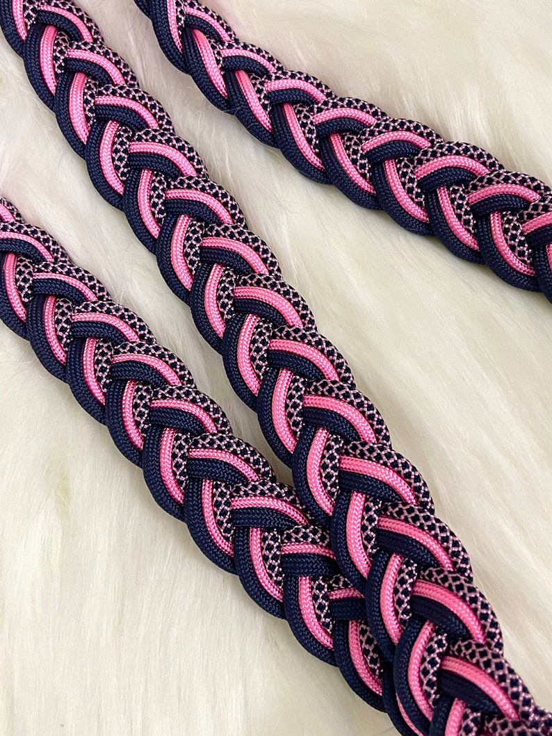 Pink Horse Reins | Paracord Braided Loop Reins | Handmade Rope Tack ...