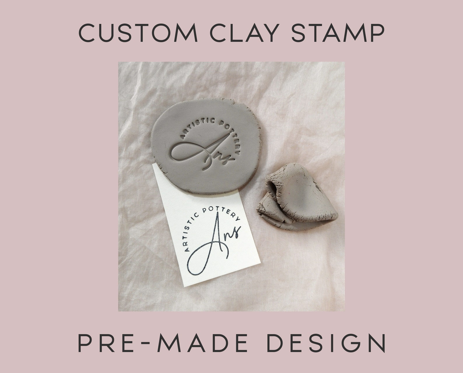 Custom Pre-made Design Clay Stamp Clay Custom Stamp | Etsy