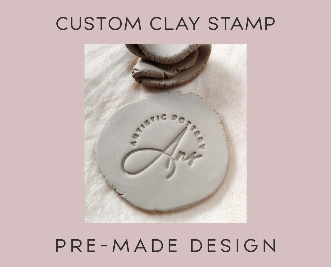 Custom Pre-made Design Clay Stamp, Clay Custom Stamp, Signature Clay ...