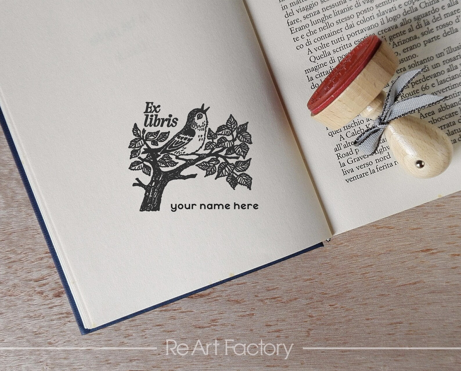 Custom Ex Libris Bird on the Tree Gift Stamp Bookplate | Etsy