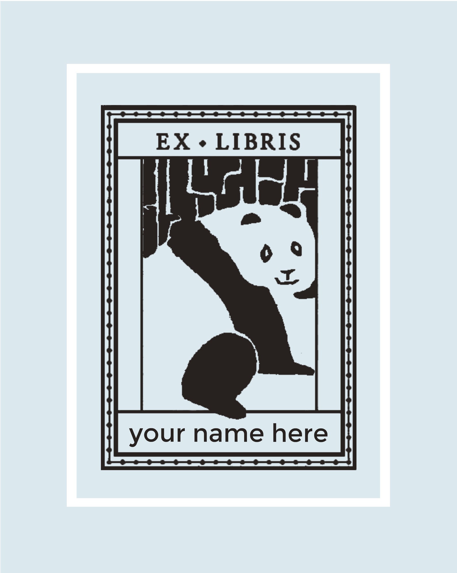 Panda Bear Custom Ex Libris Stamp Panda Custom Bookplate | Etsy