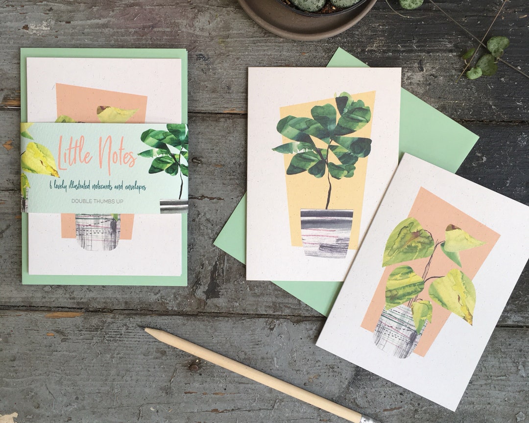 Houseplant Notecard Gift Set, A Set of 6 Plant Note Cards - Etsy