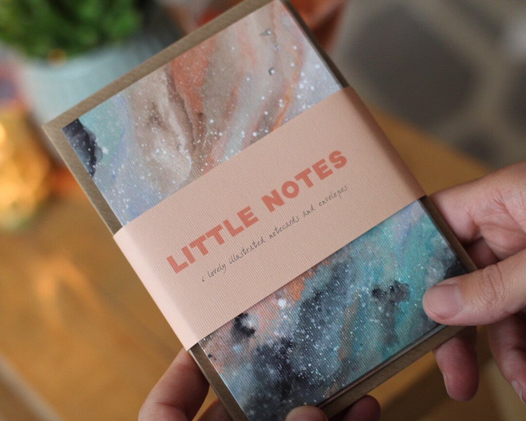 Notecard and Envelope Gift Set, Galaxy Marble Set of 6 Notelets - Etsy