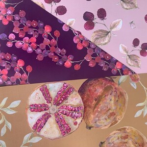 Set of Fruity Gift Wrap Sheets, Pomegranate, Currant and Raspberry ...