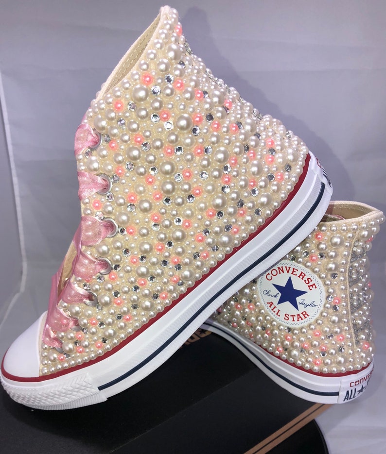 Converse Novia Zapatillas Bling And Perlas Custom Converse Etsy