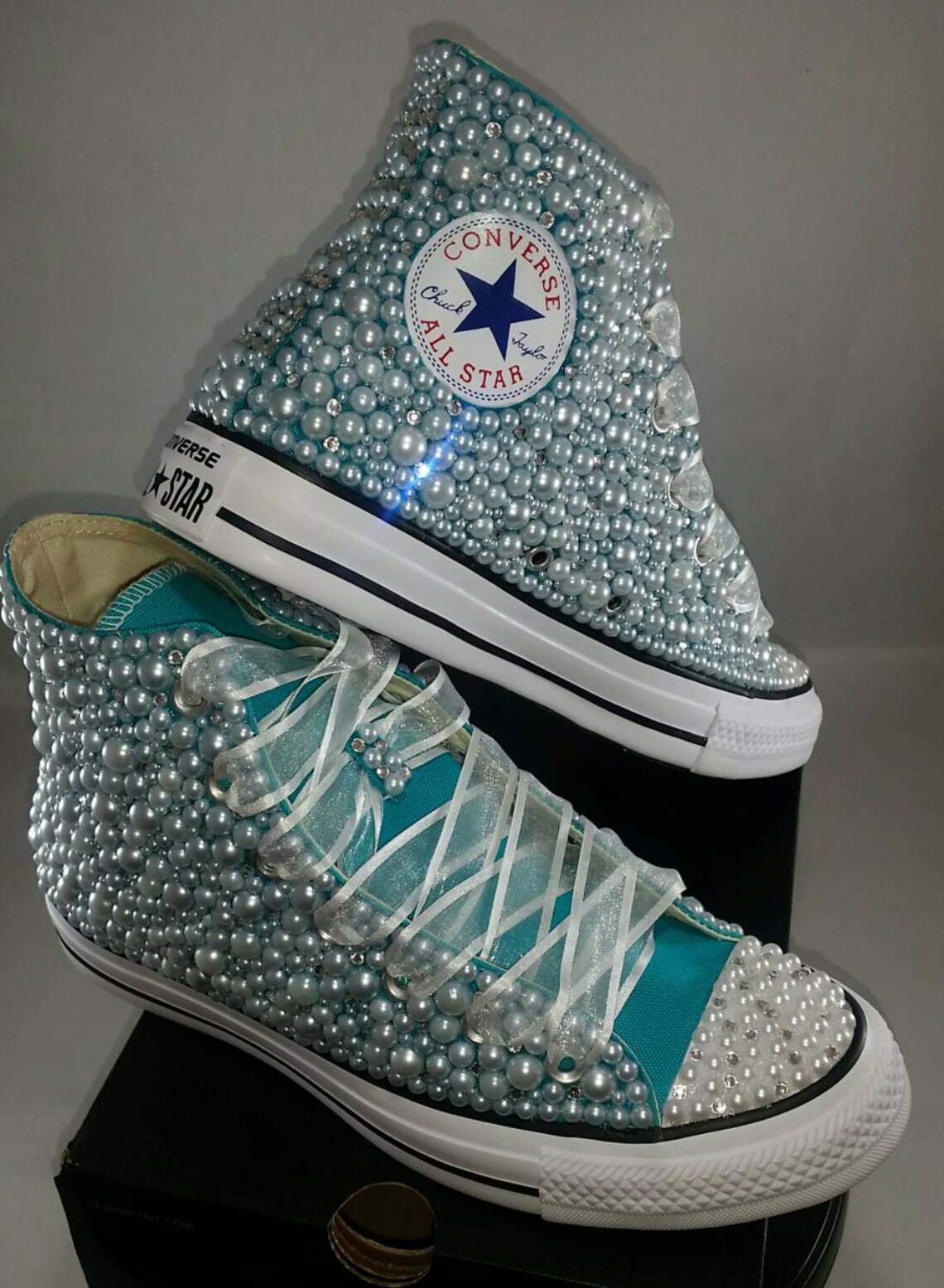 Converse Novia Zapatillas Bling And Perlas Custom Converse Etsy