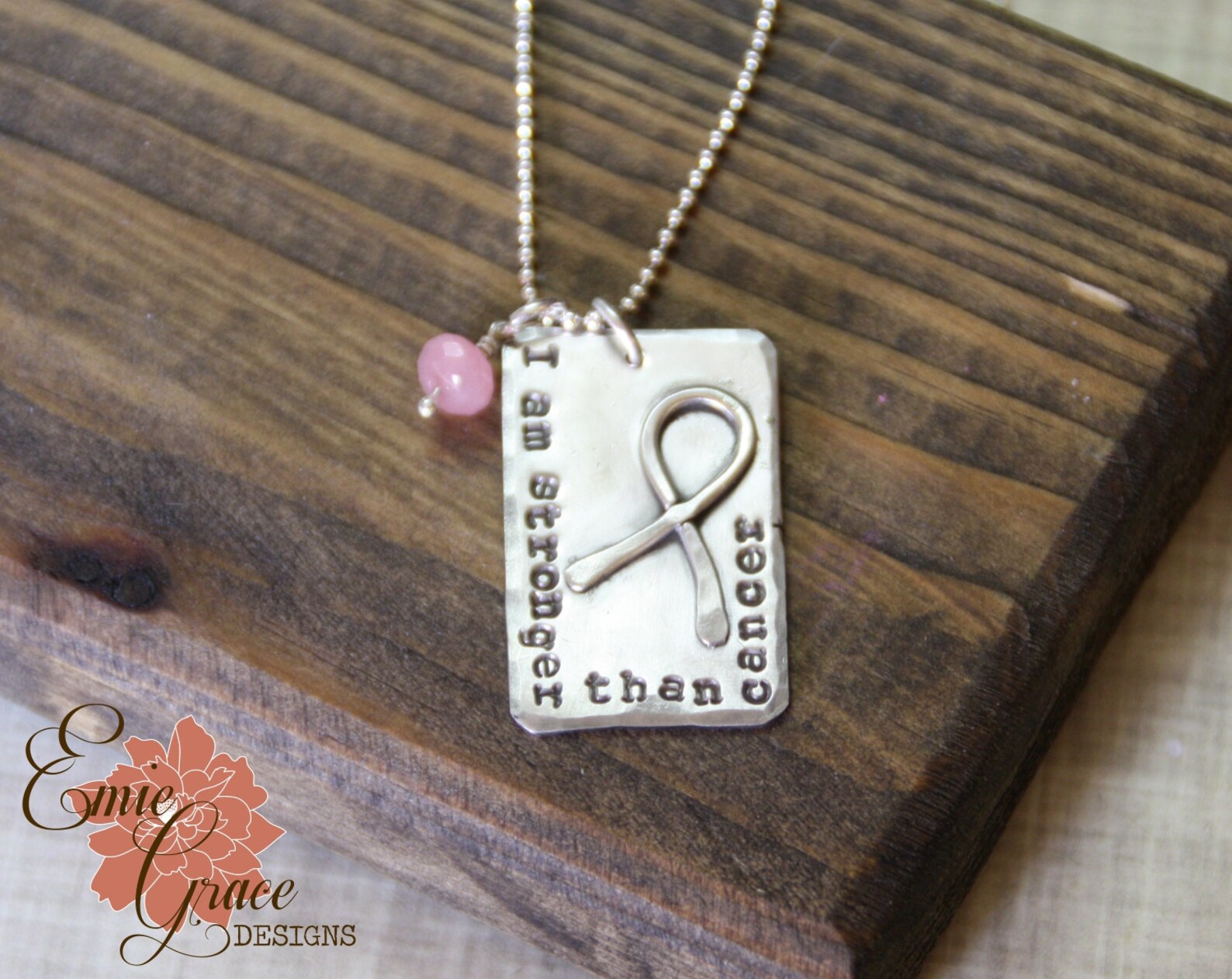 I Am Stronger Than Cancer Dog Tag Necklace, Sterling Silver,breast ...