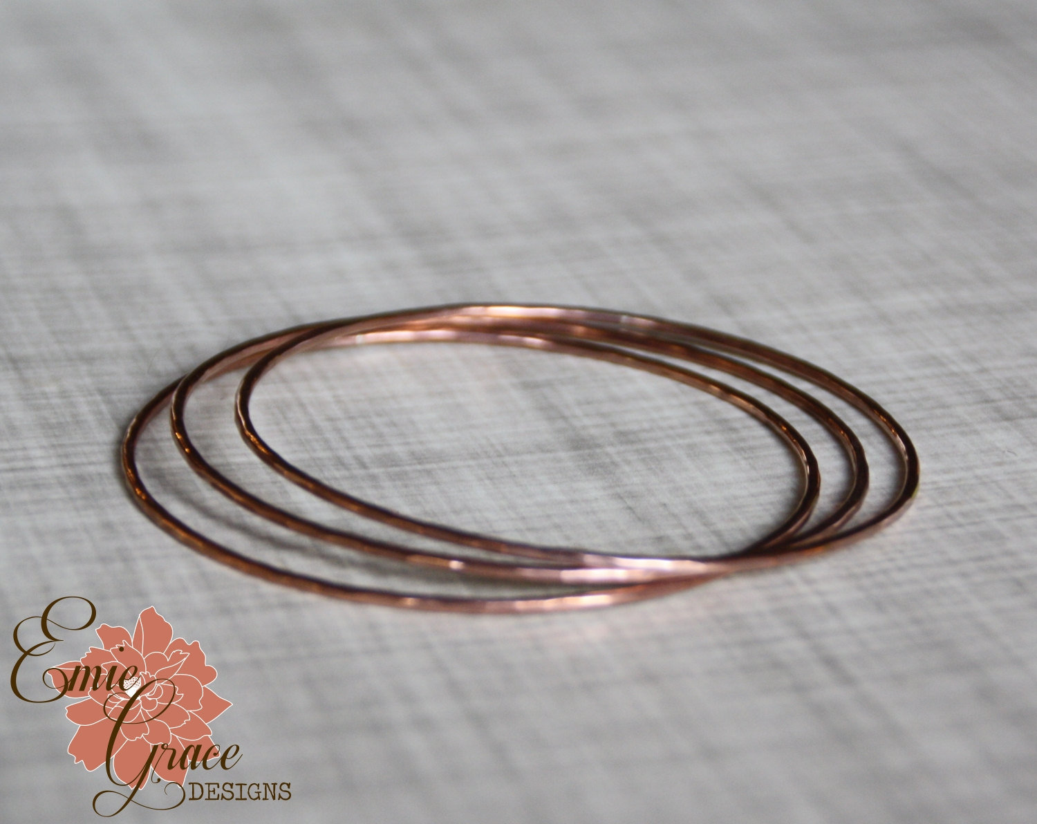8 Copper Bangle Bracelet, Individual Bangle, Hammered Thin Copper ...