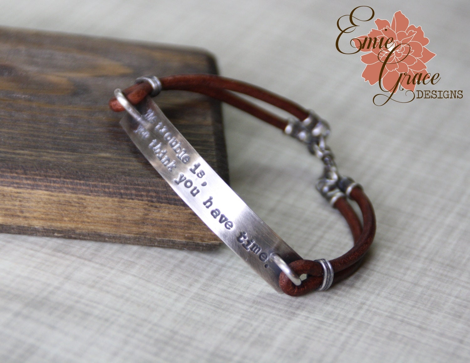 Men's Silver Bar Bracelet, Long Sterling Silver Bar, Personalized ...