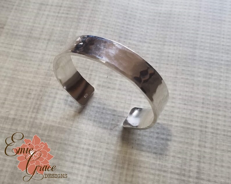 Thick Sterling Silver Cuff Bracelet 13mm Hammered Cuff - Etsy UK