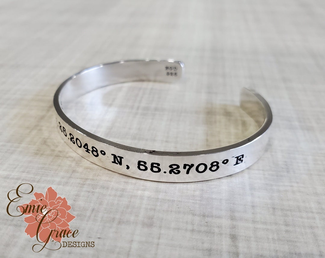 Engraved Sterling Silver Cuff Bracelet, 8mm Smooth Finish Thick Cuff ...