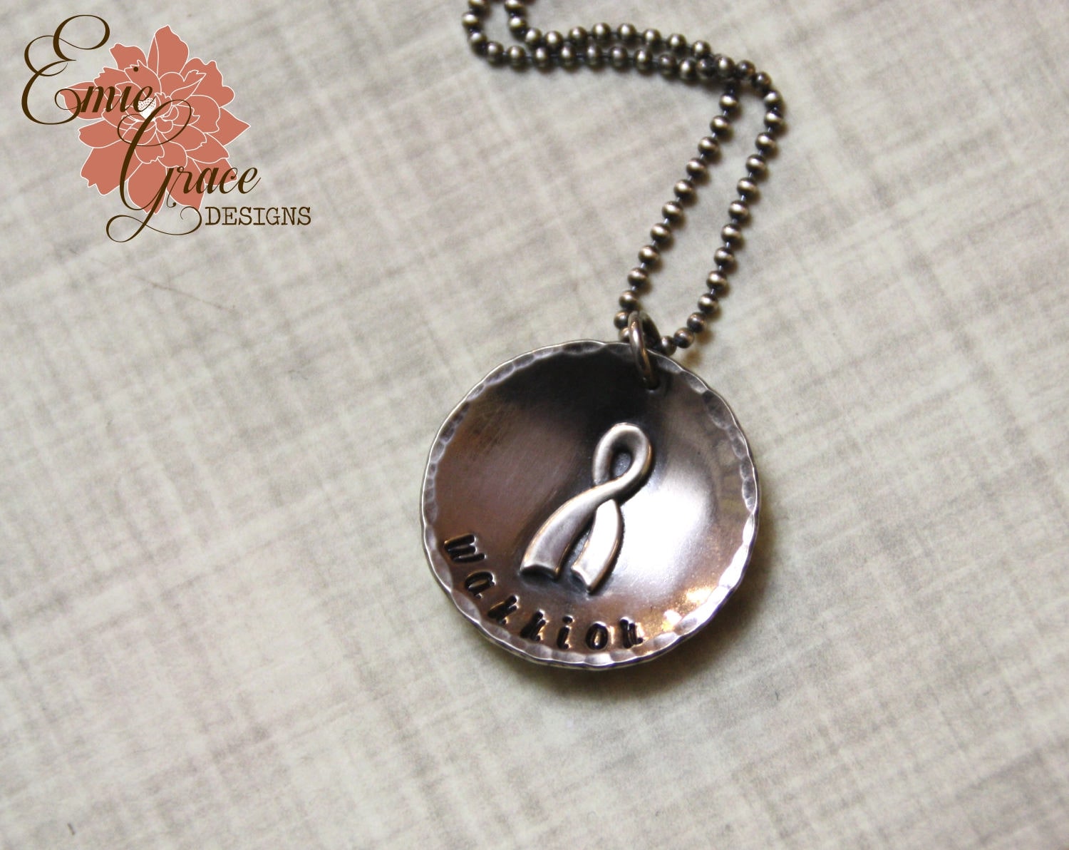 Silver Breast Cancer Ribbon Necklace, Sterling Silver, Warrior Necklace ...