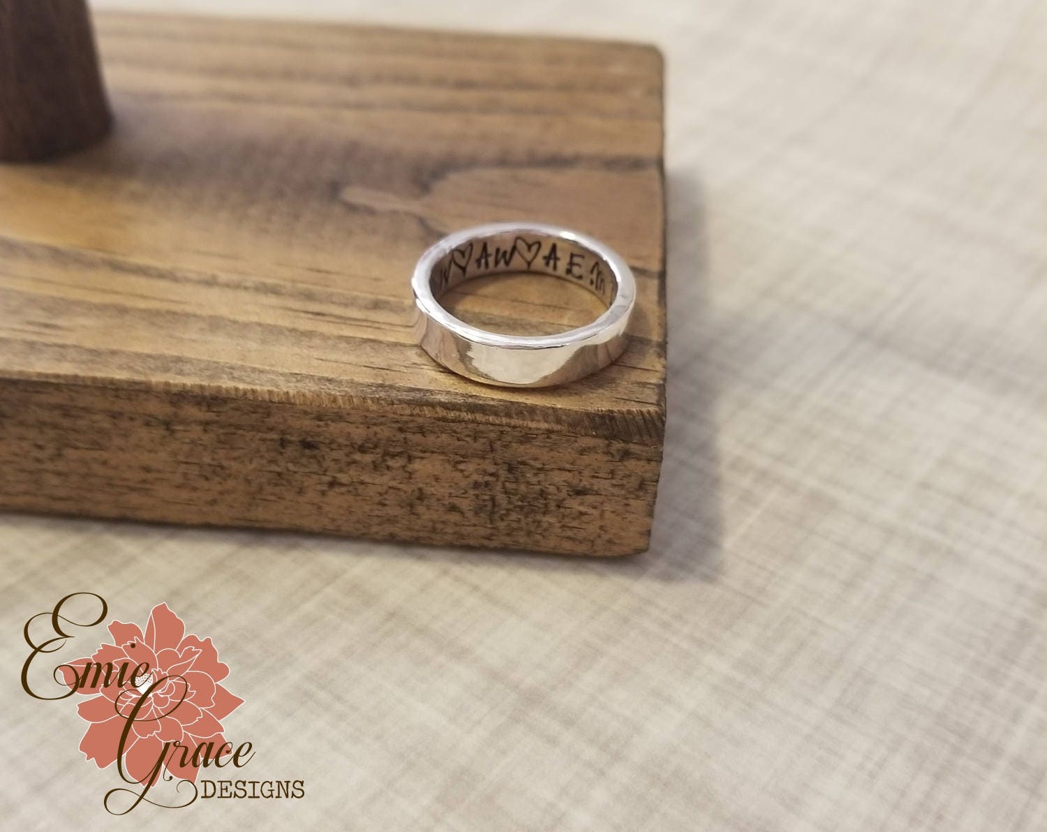 Sterling Silver Personalized Ring, Thick Band, Hidden Message, Stamped Ring