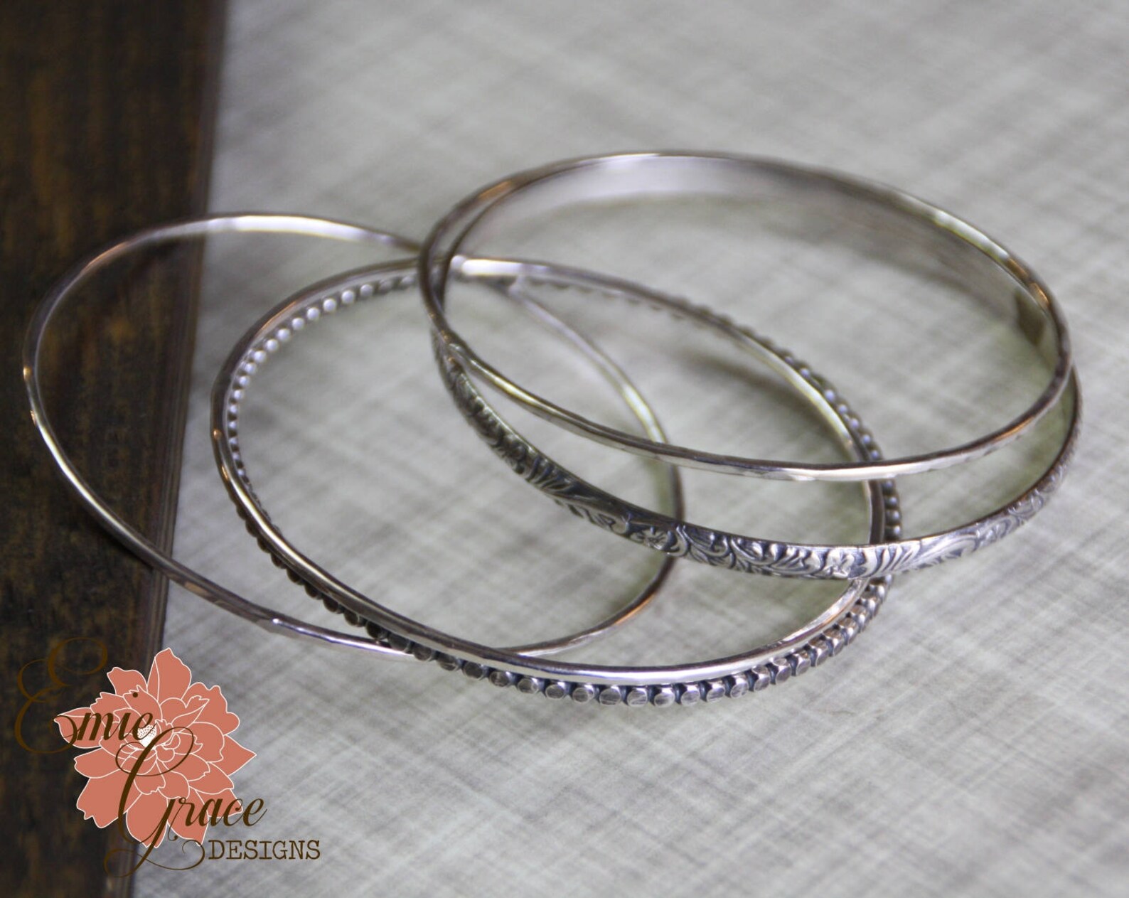 Bangle Bracelet Set of Five, Sterling Silver Stacking Bangles, Dot ...