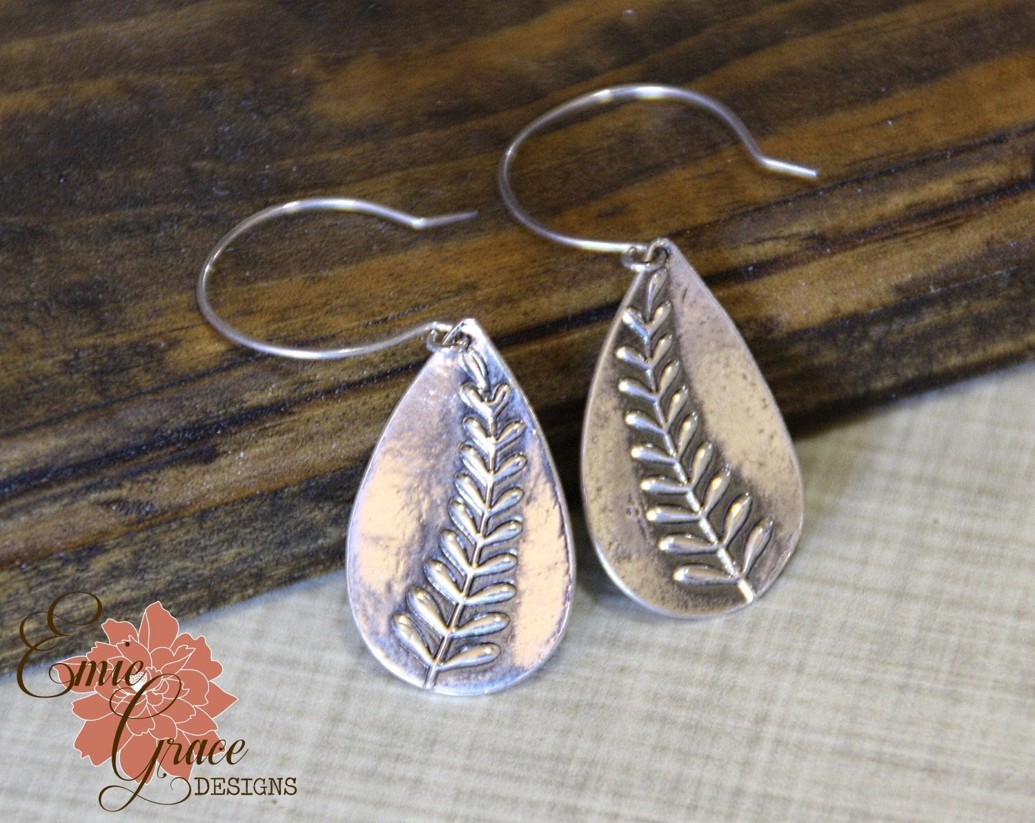 Fine Silver Fern Earrings, Tear Drop Earrings - READY TO SHIP