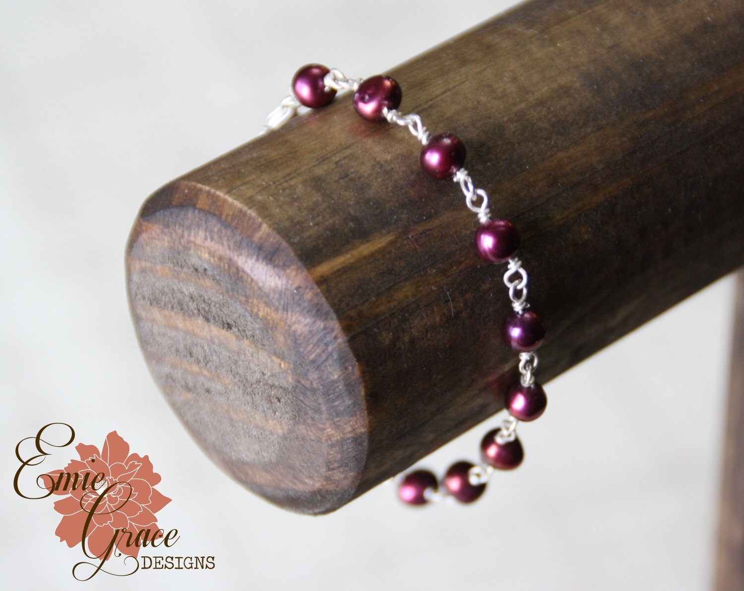 Pearl Bracelet, Sterling Silver, Red Pearls, Wine, Crimson - READY TO SHIP