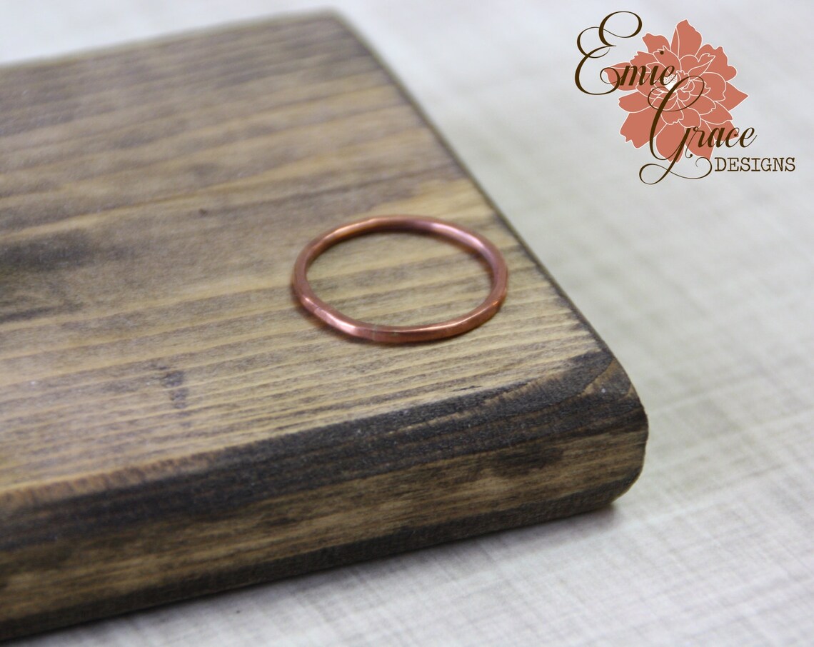 Copper Stacking Rings Hammered Skinny Band Textured Bands - Etsy