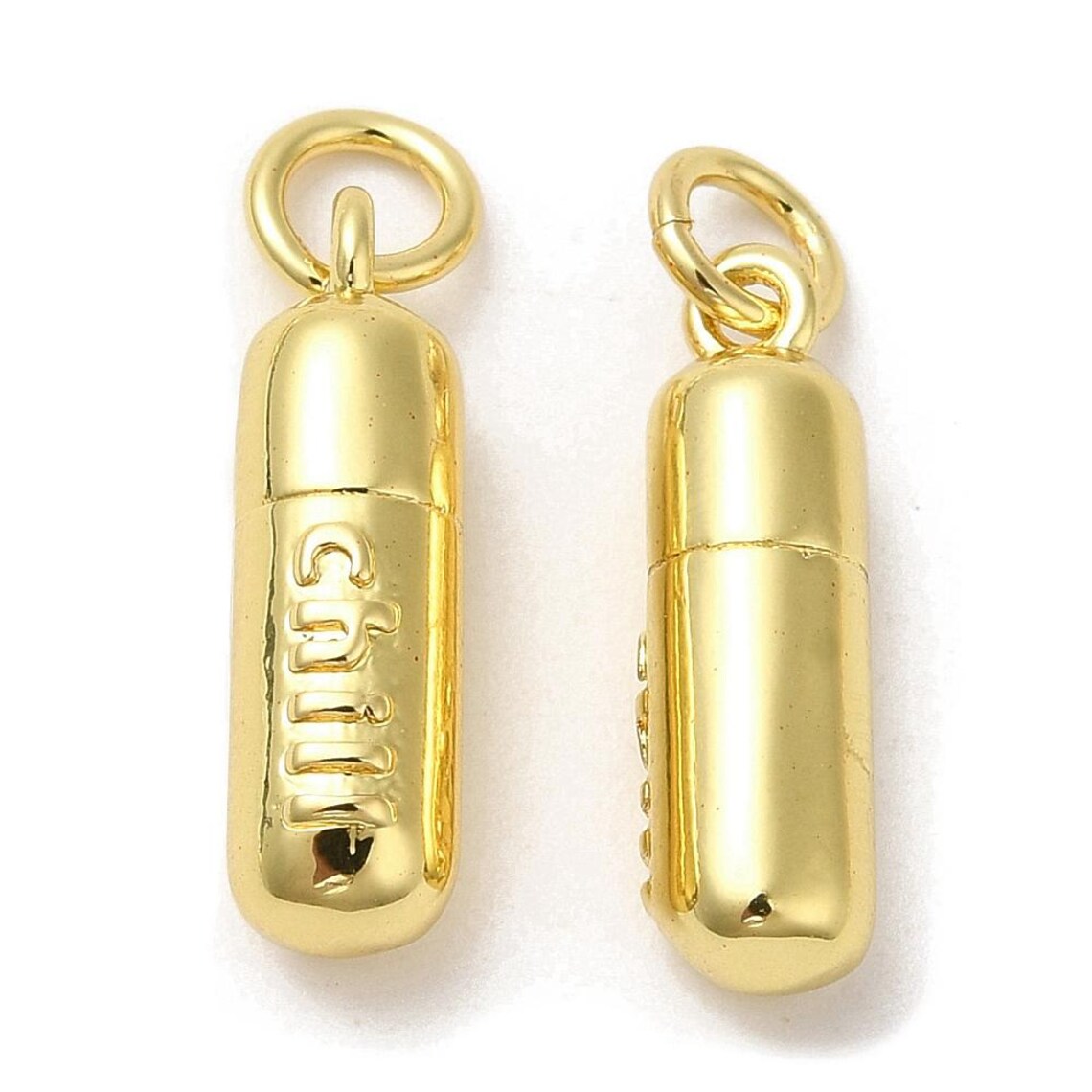 Gold Charm- Chill Pill - Etsy