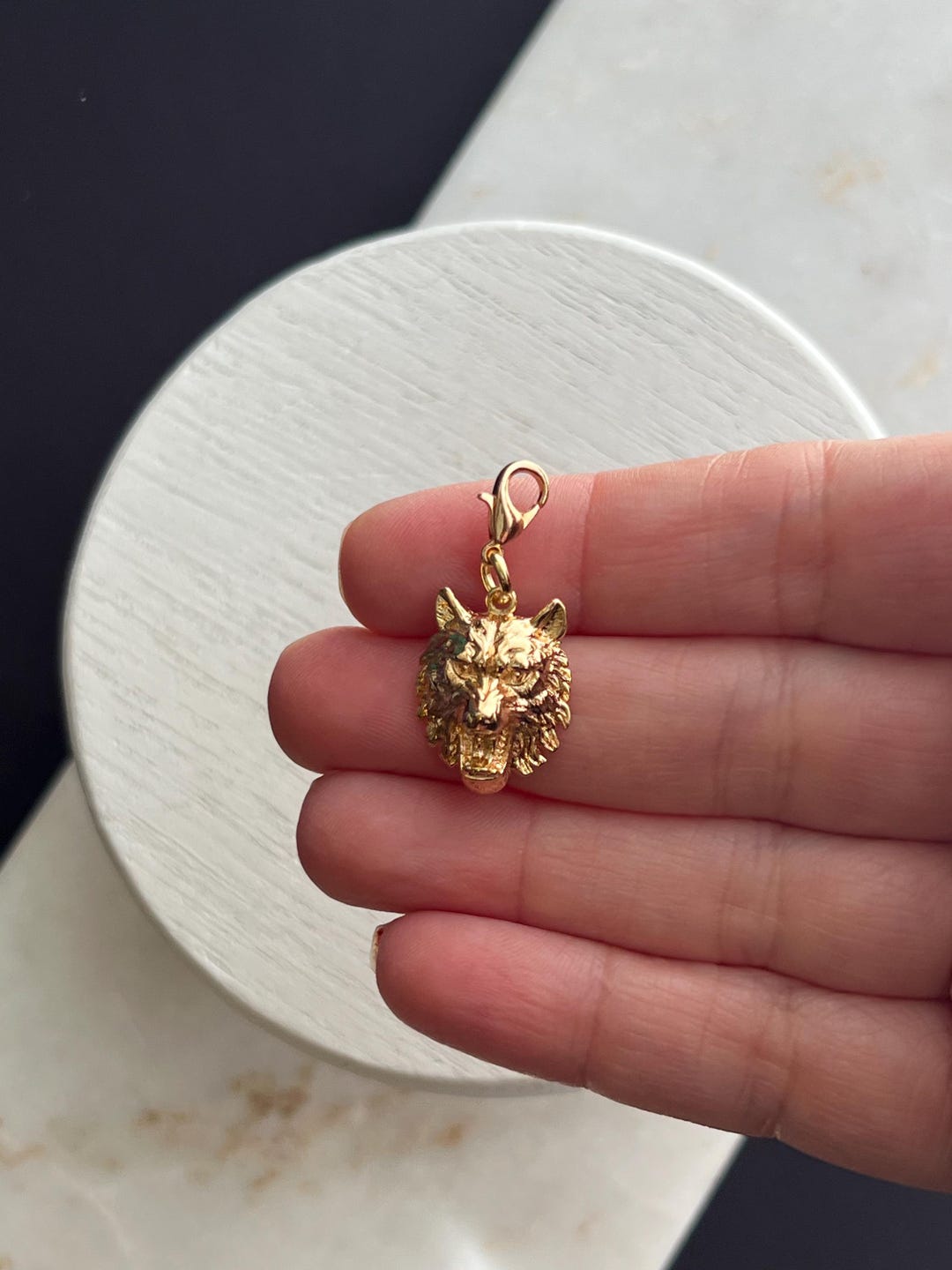 Gold Charm- Wolf Head - Etsy