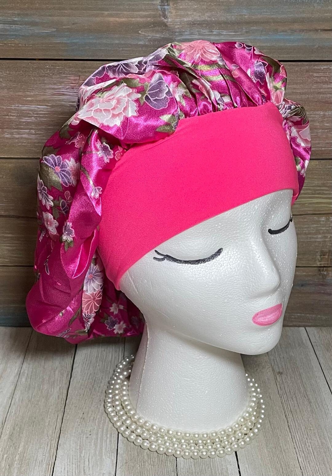Lovely Floral Satin Brocade Hot Pink Salon Cap - Etsy