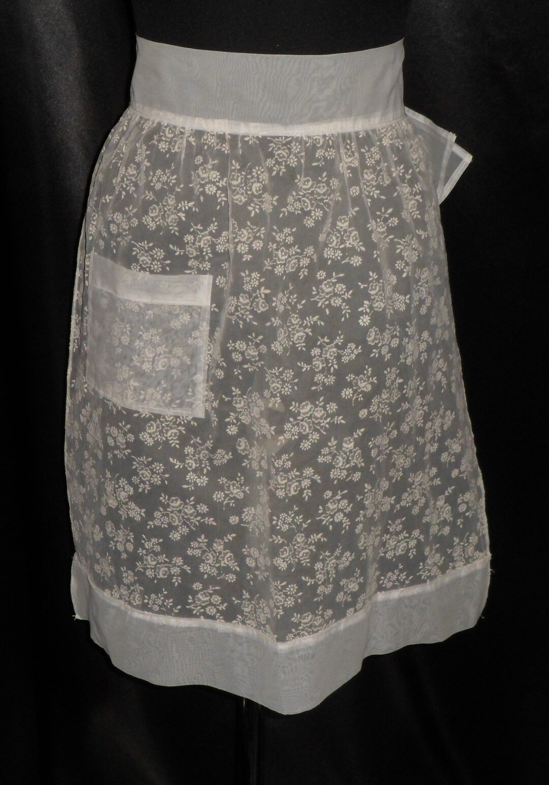 Vintage Fancy Floral Themed White Organdy Apron - Etsy
