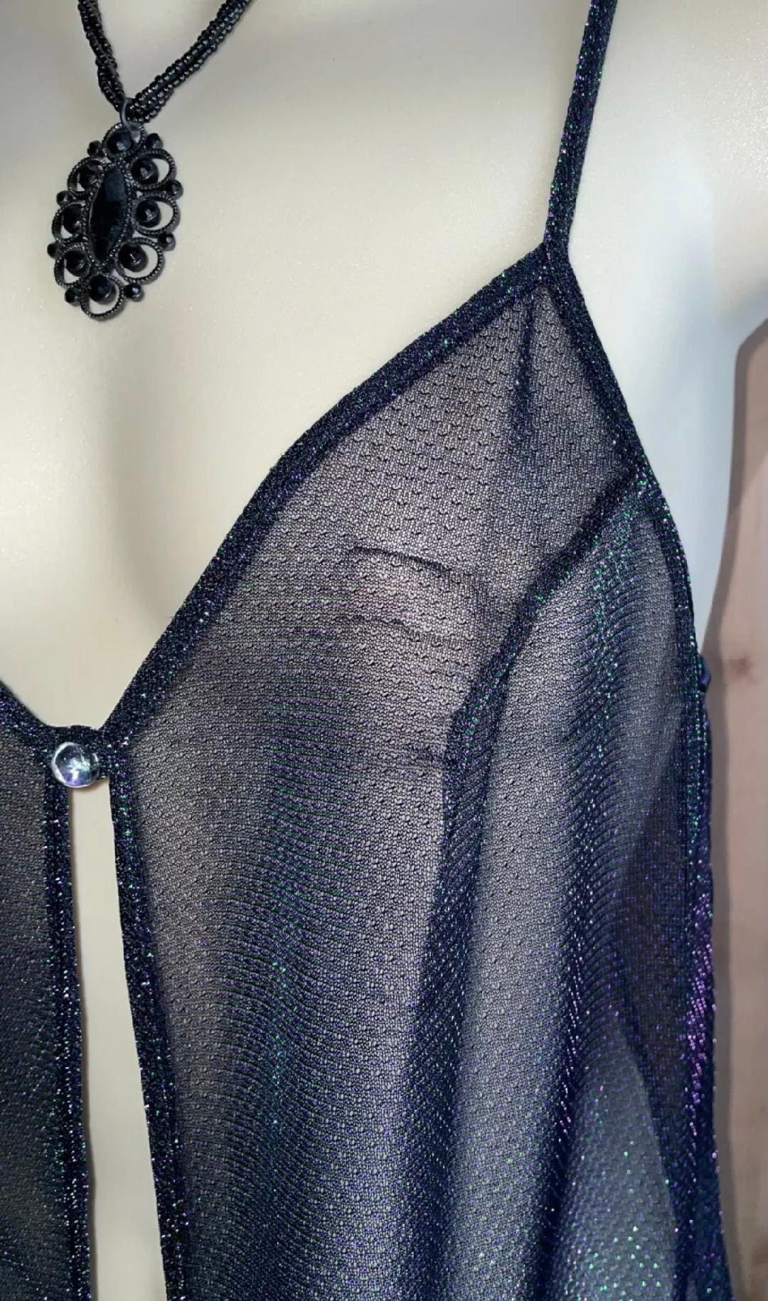 Sparkling Ultra Sheer Open Front Nightgown - FANTASY LINGERIE - Bust 34 ...