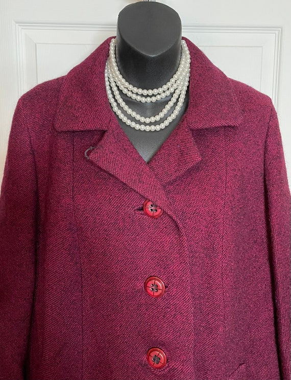 Fully Satin Lined Heavy Wool Deep Red Vintage 1970's … - Gem