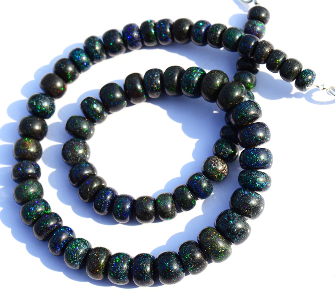 Very Rare Natural Gem Australian Matrix Black Opal Big 7 to 11MM Size ...