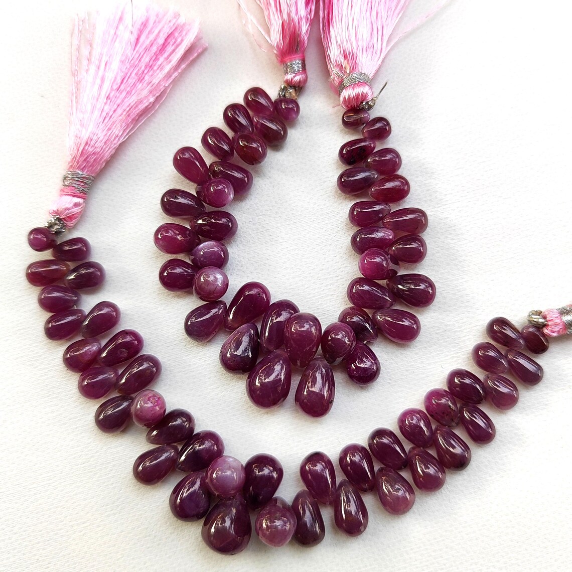 Natural Ruby Gemstone 7x4 to 11x9 Mm Size Smooth Teardrop Shape Beads 5 ...